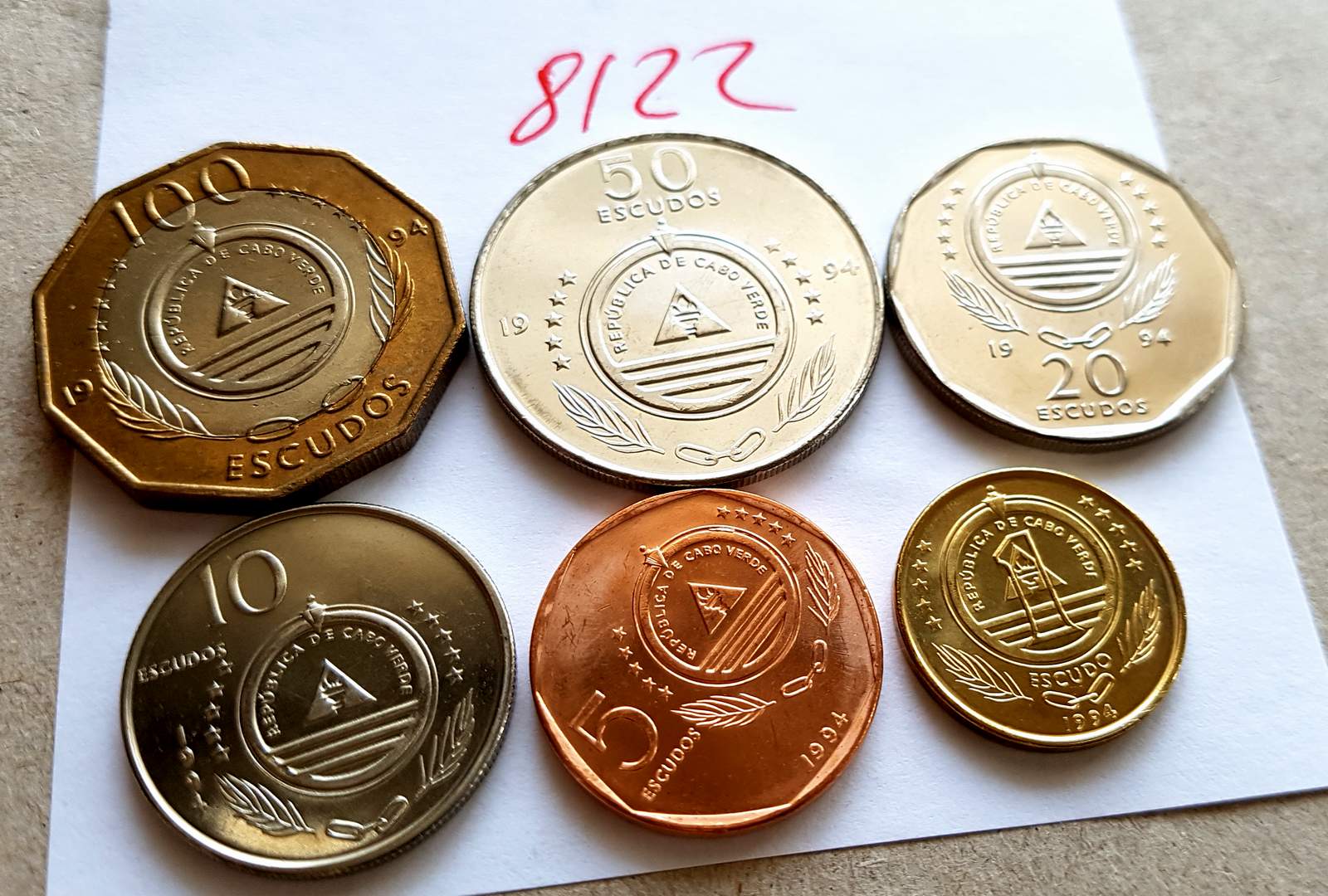 8122 Cape Verde - Birds - set 6 coins 1 5 10 20 50 100 Escudos 1994 UN ...