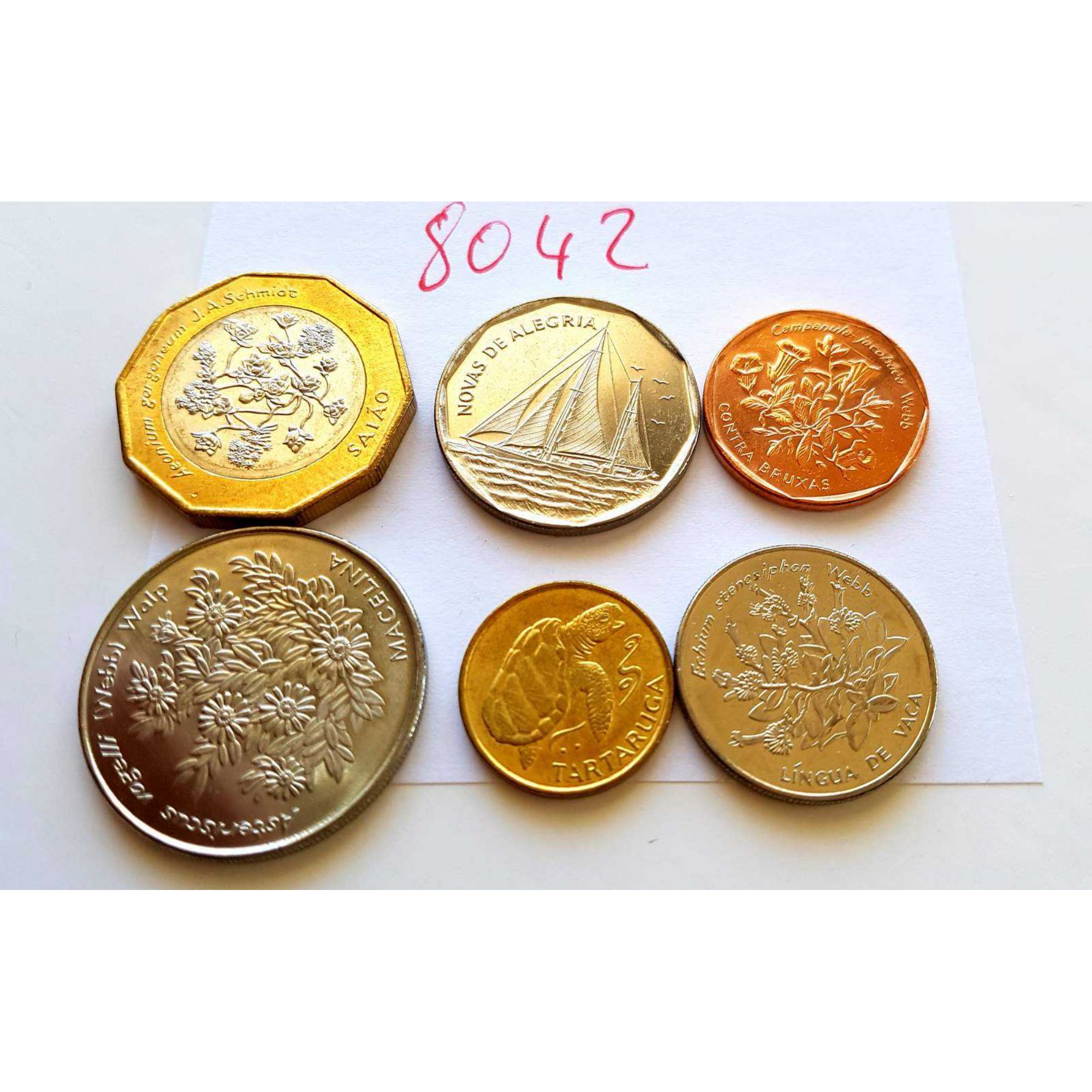 8042 Cape Cabo Verde complete set 6 coins 1 5 10 20 50 100 escudos bim ...