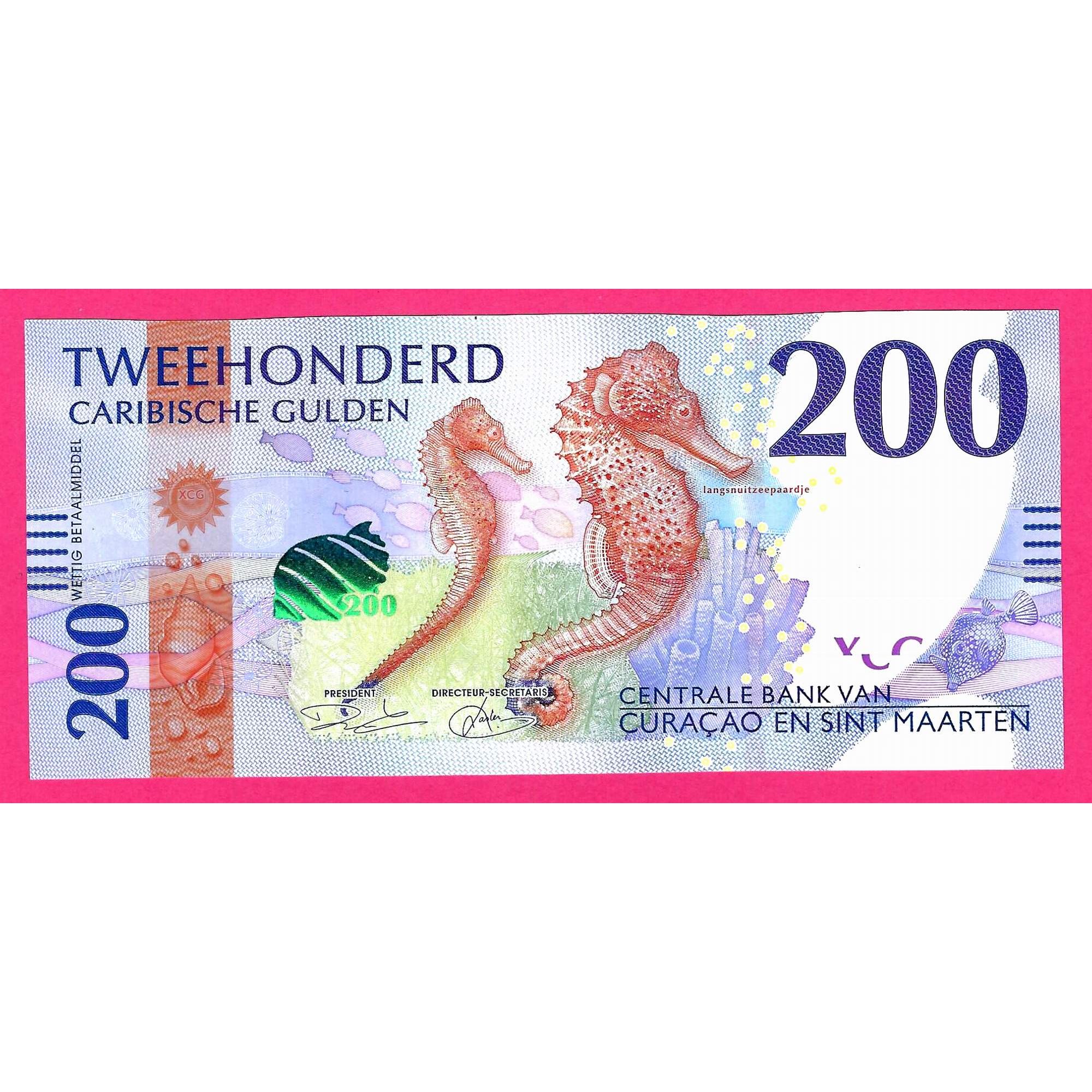 CURACAO & SINT MAARTEN 200 Gulden 2025 P 5 NEW Seahorse UNC (TK 17 638 ...