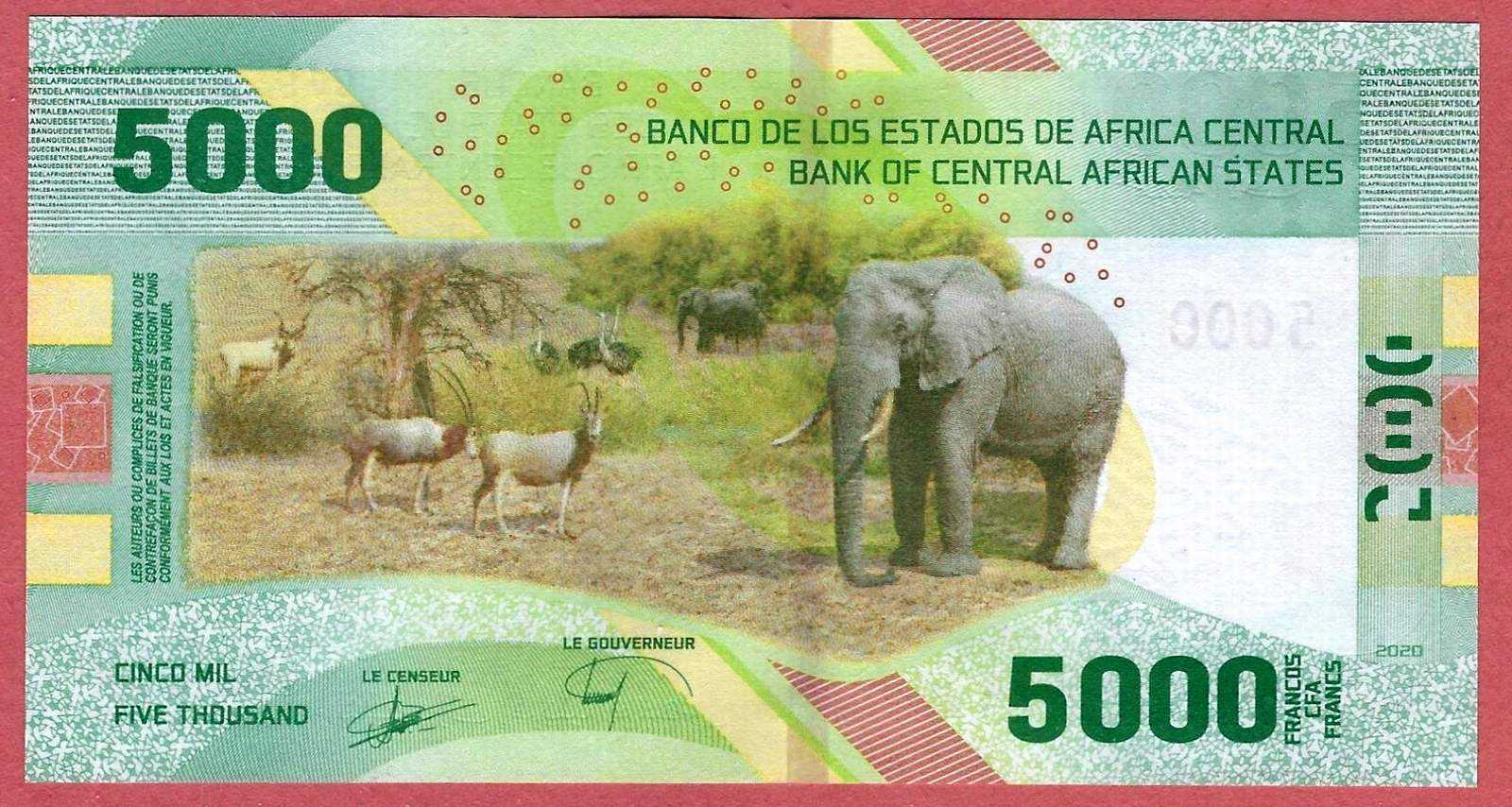 Central African States 5000 Francs 2022 P new Design UNC ...